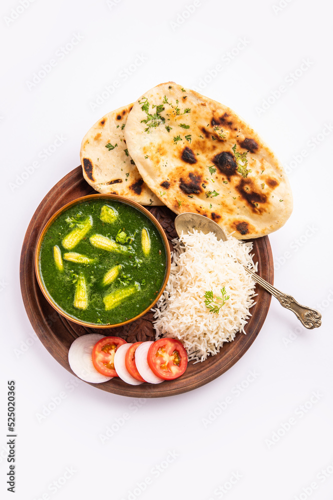 palak baby corn sabzi also known as spinach makai curry served with ...