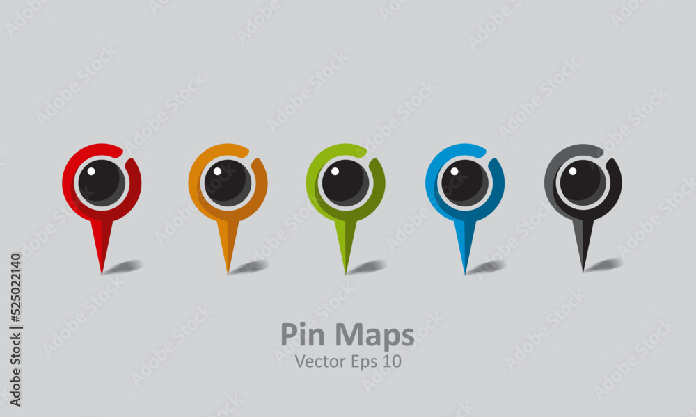 Map pin location icon set. various color Vector illustration Stock ...