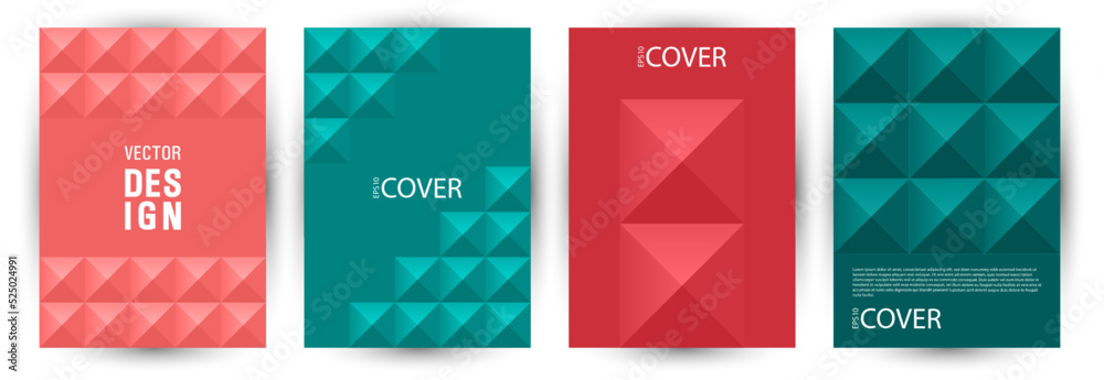 Corporate booklet front page layout bundle A4 design. Bauhaus style ...