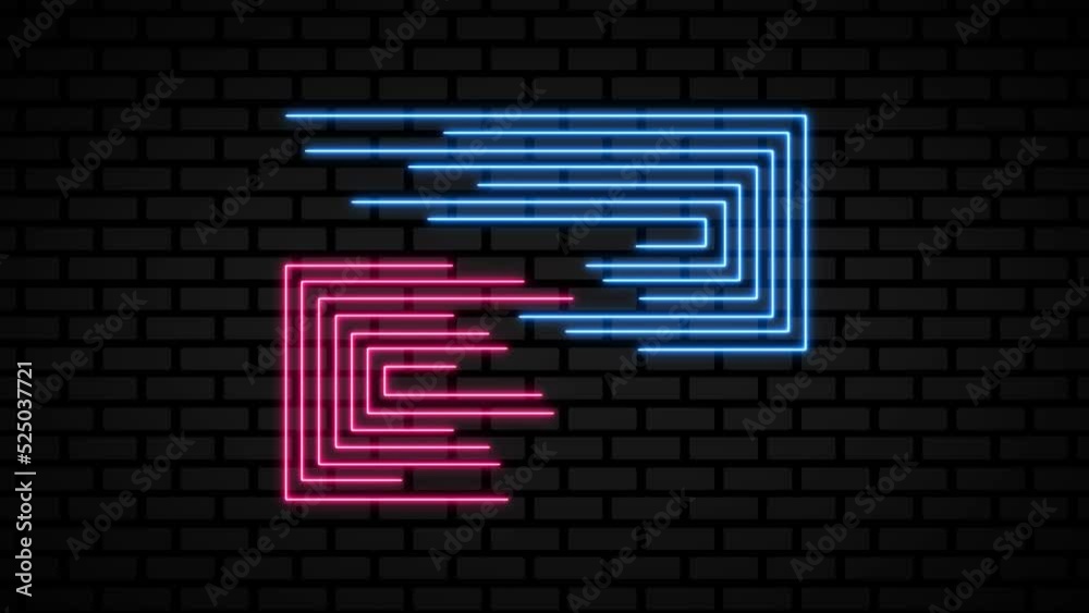 Neon animated brick background for logos, icons. Fire and ice. Moving ...