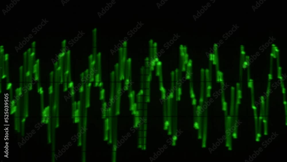Audio signal on oscilloscope screen. Communication and electronics ...