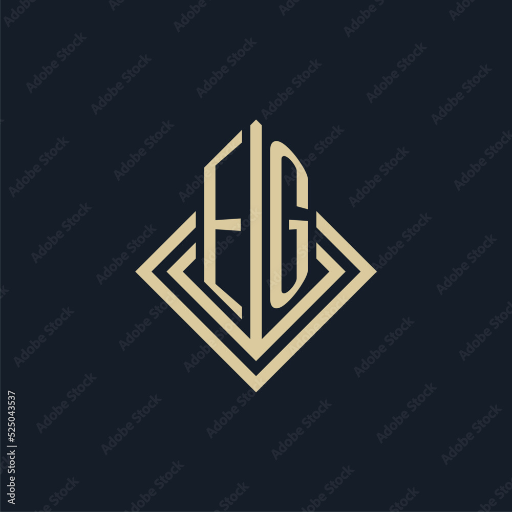 Initials EG logo rhombus lines shape style, luxury modern real estate ...