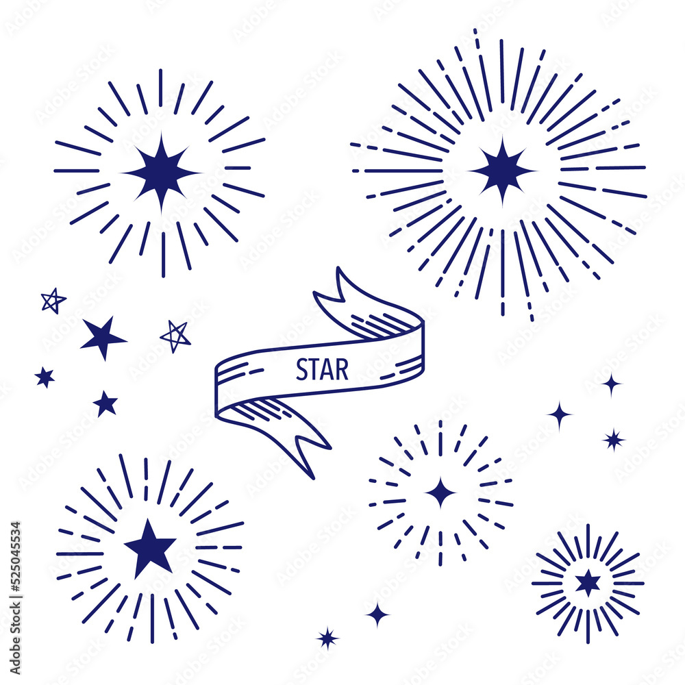 Hand drawn star illustration set Stock Illustration | Adobe Stock