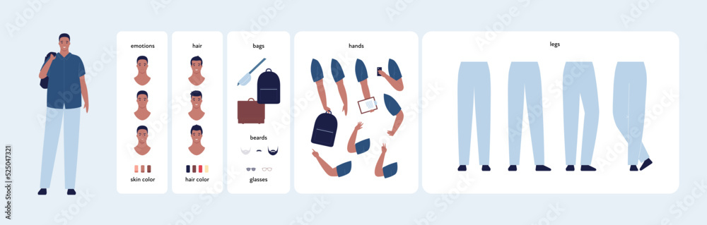 Character diy kit. Vector flat design people illustration. Man ...