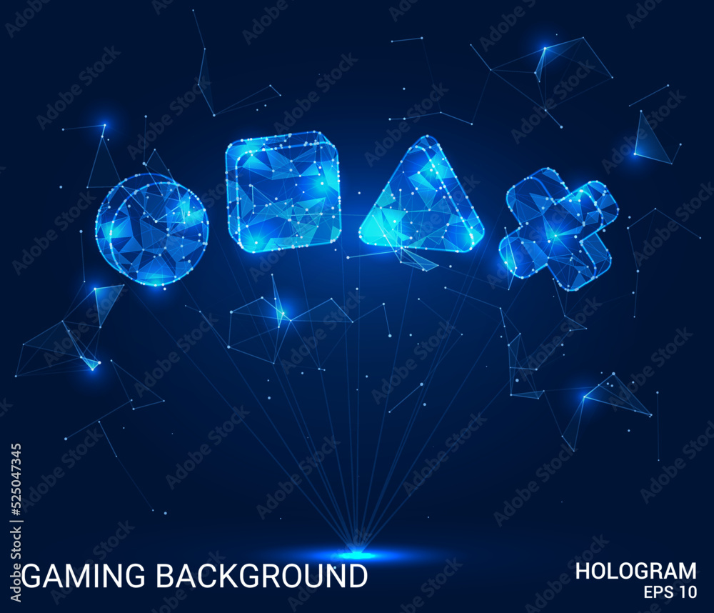 Hologram gaming background. The gaming background consists of polygons ...