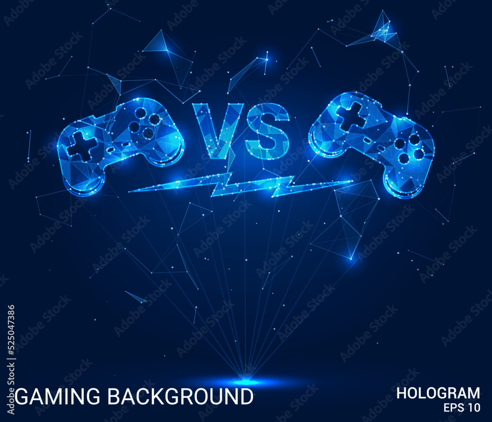 Hologram gaming background. Esports consists of polygons, triangles of ...