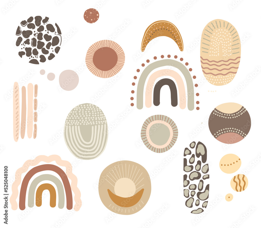 Vector hand-drawn clipart in boho style. Design for posters, wallpapers ...