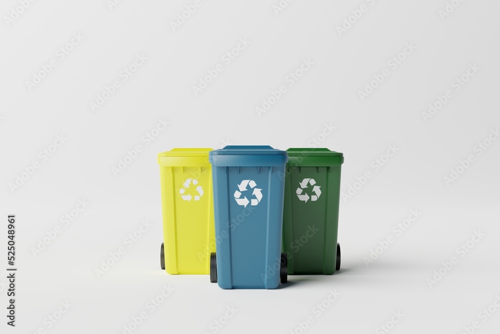 Waste bins for segregation. Wastepaper basket in different colors for ...