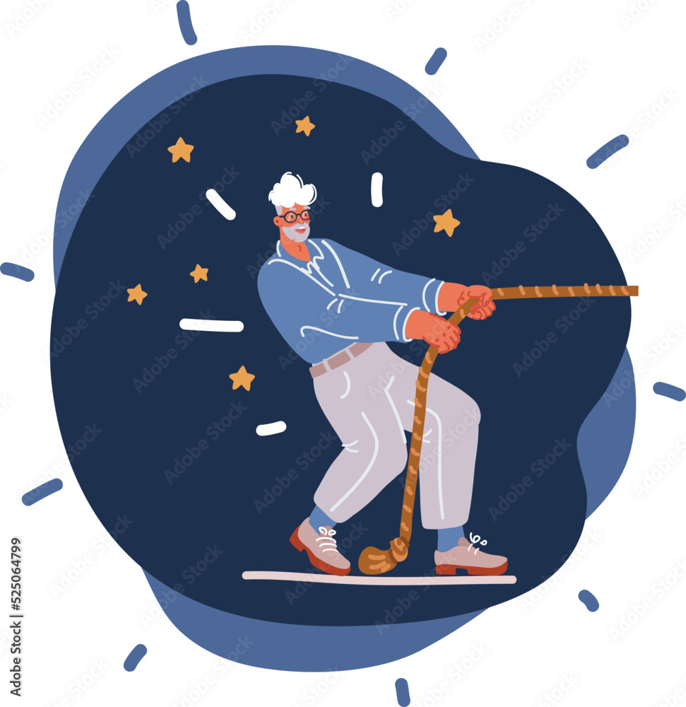 Cartoon vector illustration of Strong man pulling rope. Strength and ...