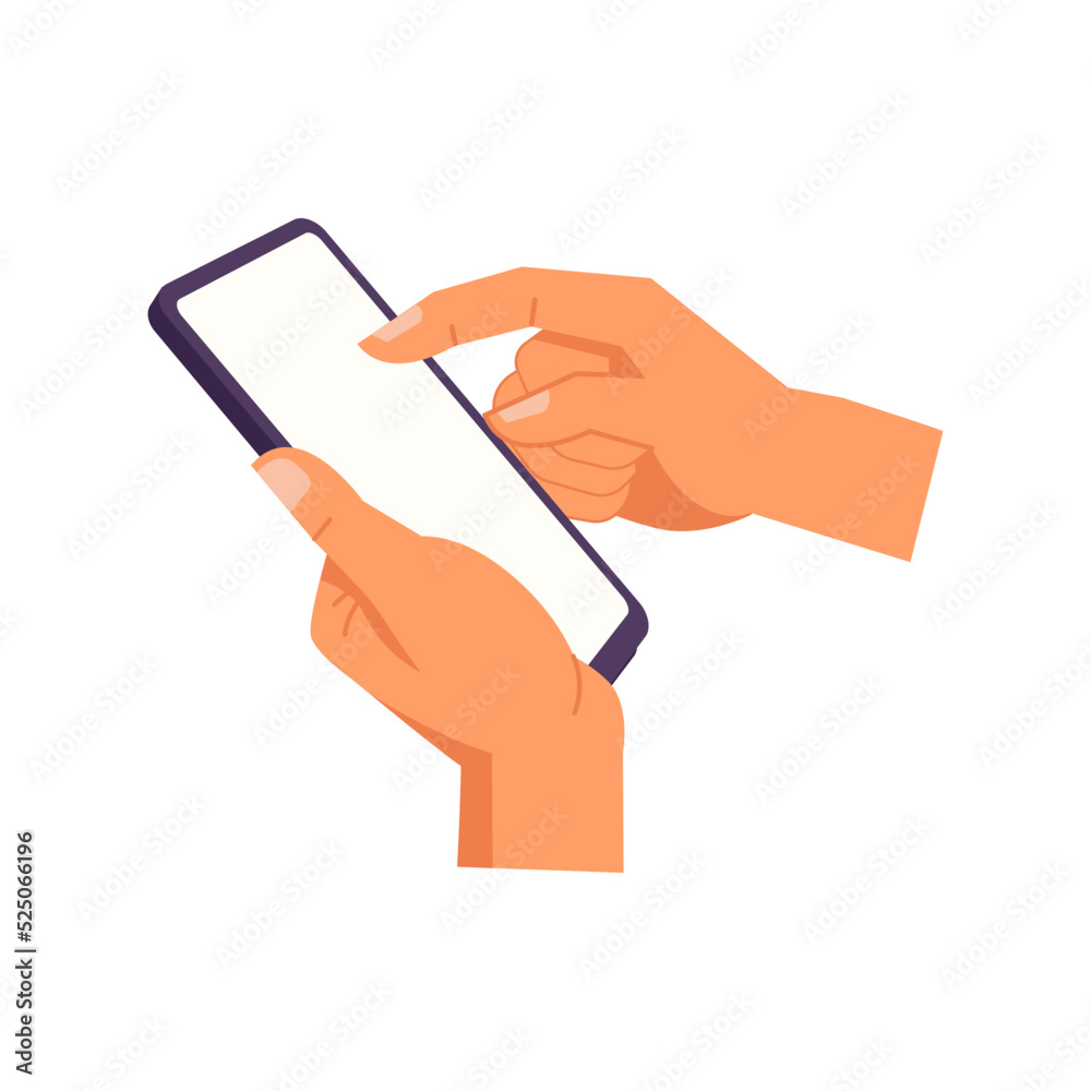 Hand holding smartphone. Vector icon of people hold smartphone or using ...