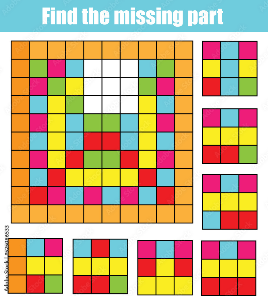 Find missing part and complete picture. Puzzle educational game for ...