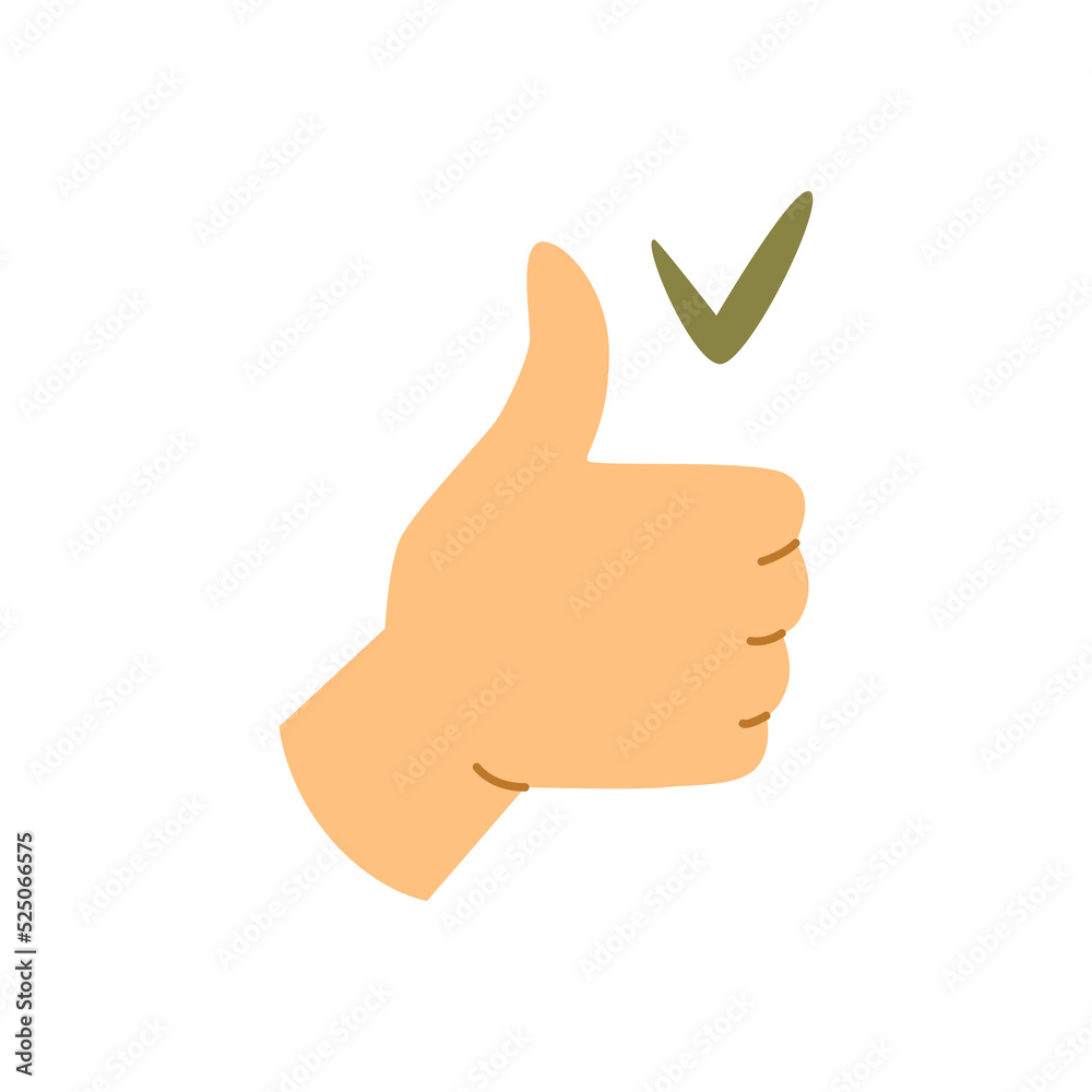 Hand gesture of thumb up expressing satisfaction, approval or agreement ...