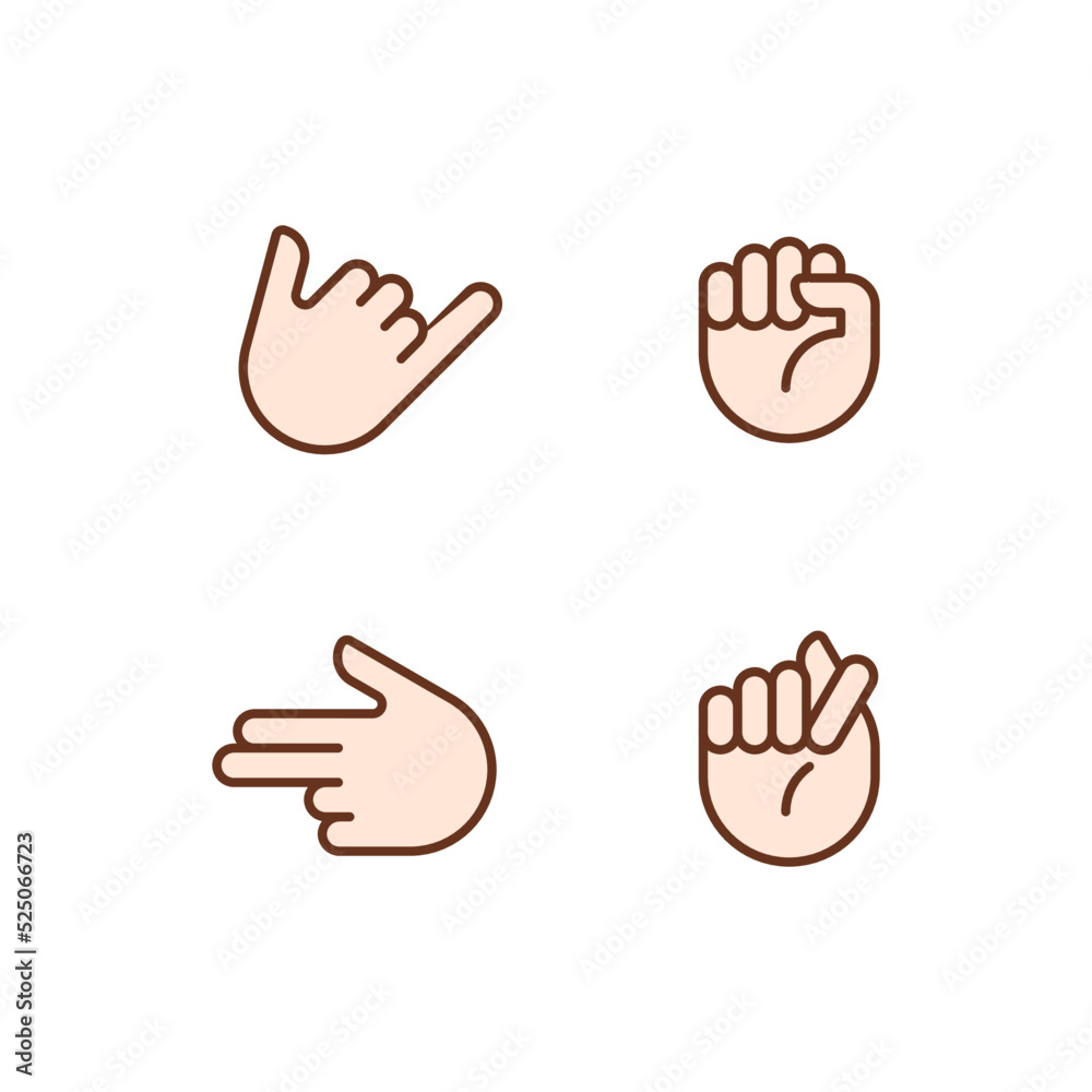 Vektorová grafika „Friendly and aggressive gestures pixel perfect RGB ...