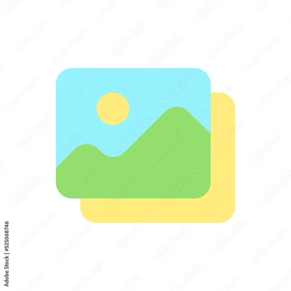 Set of pictures flat color ui icon. Digital photo library. Multimedia management. Visual design ...