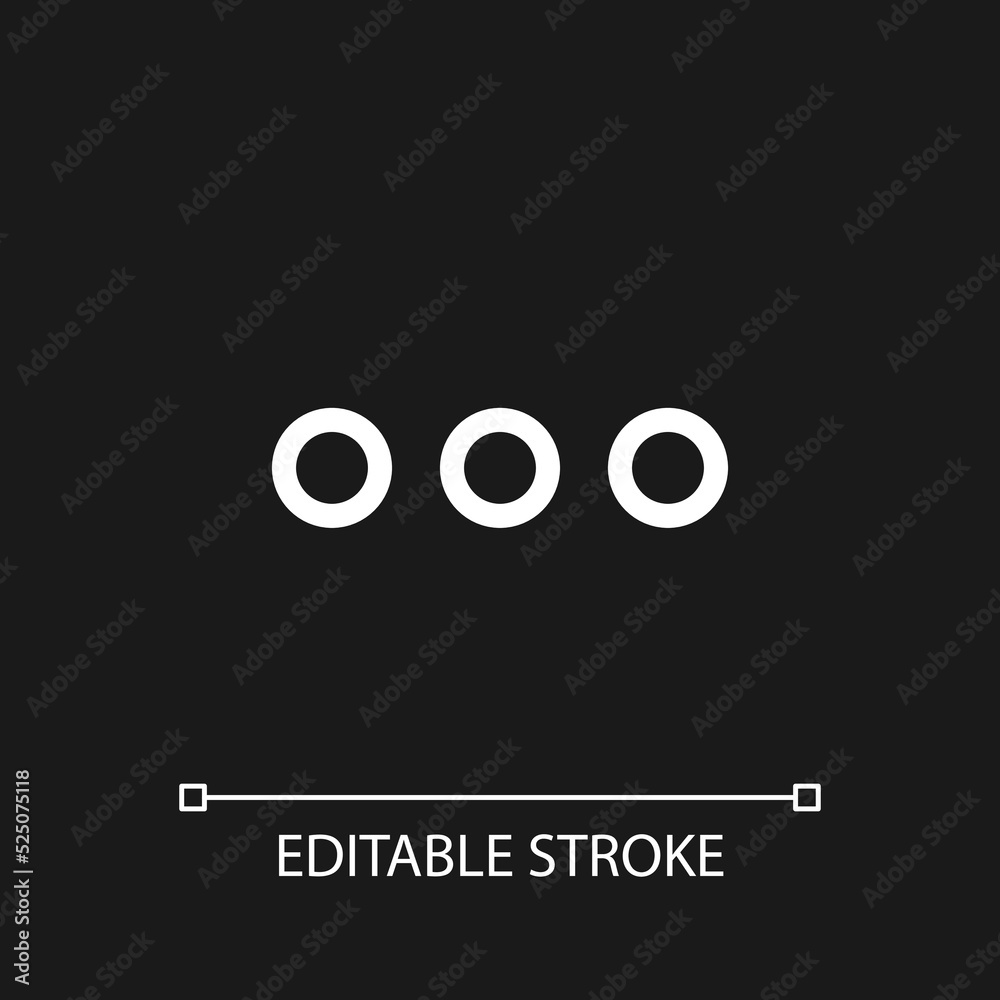 Ellipsis pixel perfect white linear ui icon for dark theme. Suspension ...