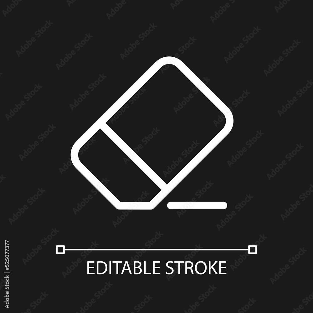 Eraser pixel perfect white linear ui icon for dark theme. Remove image ...