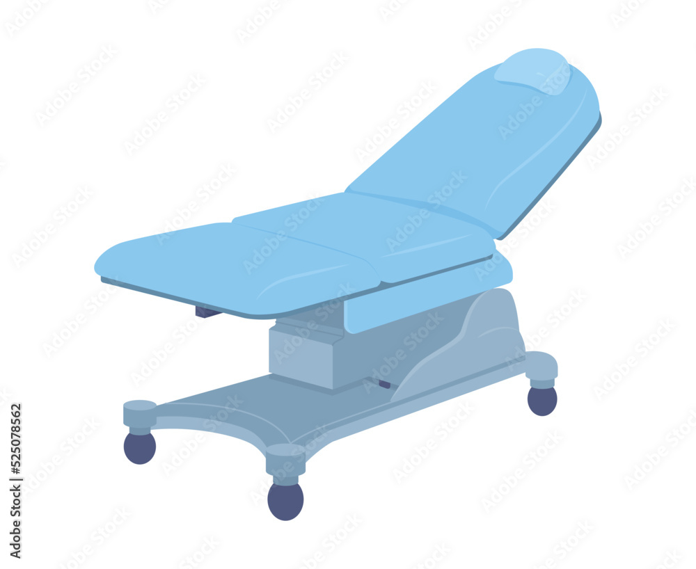 Couch for medical cabinet semi flat color vector object. Hospital ...
