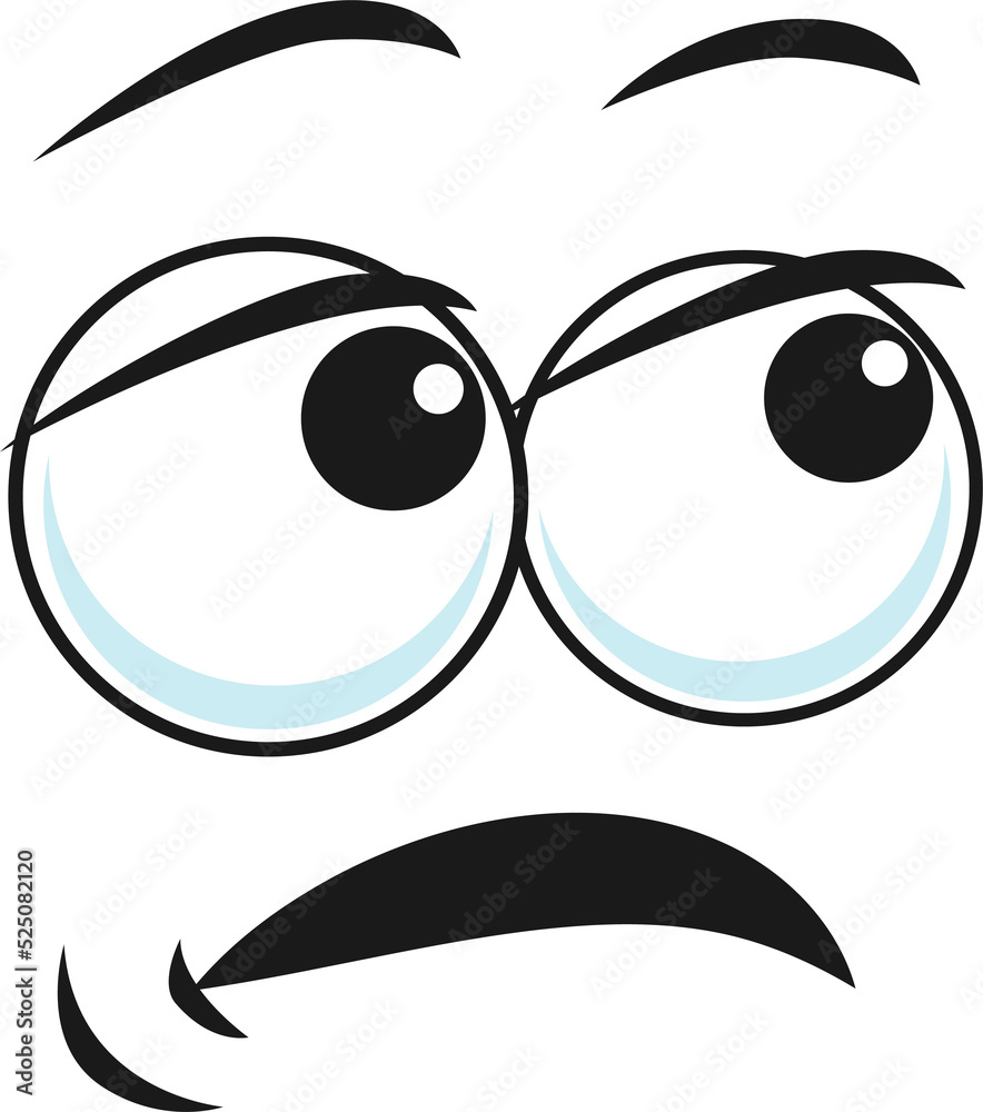 Apathetic indifferent emoticon in bad mood isolate Stock Illustration ...
