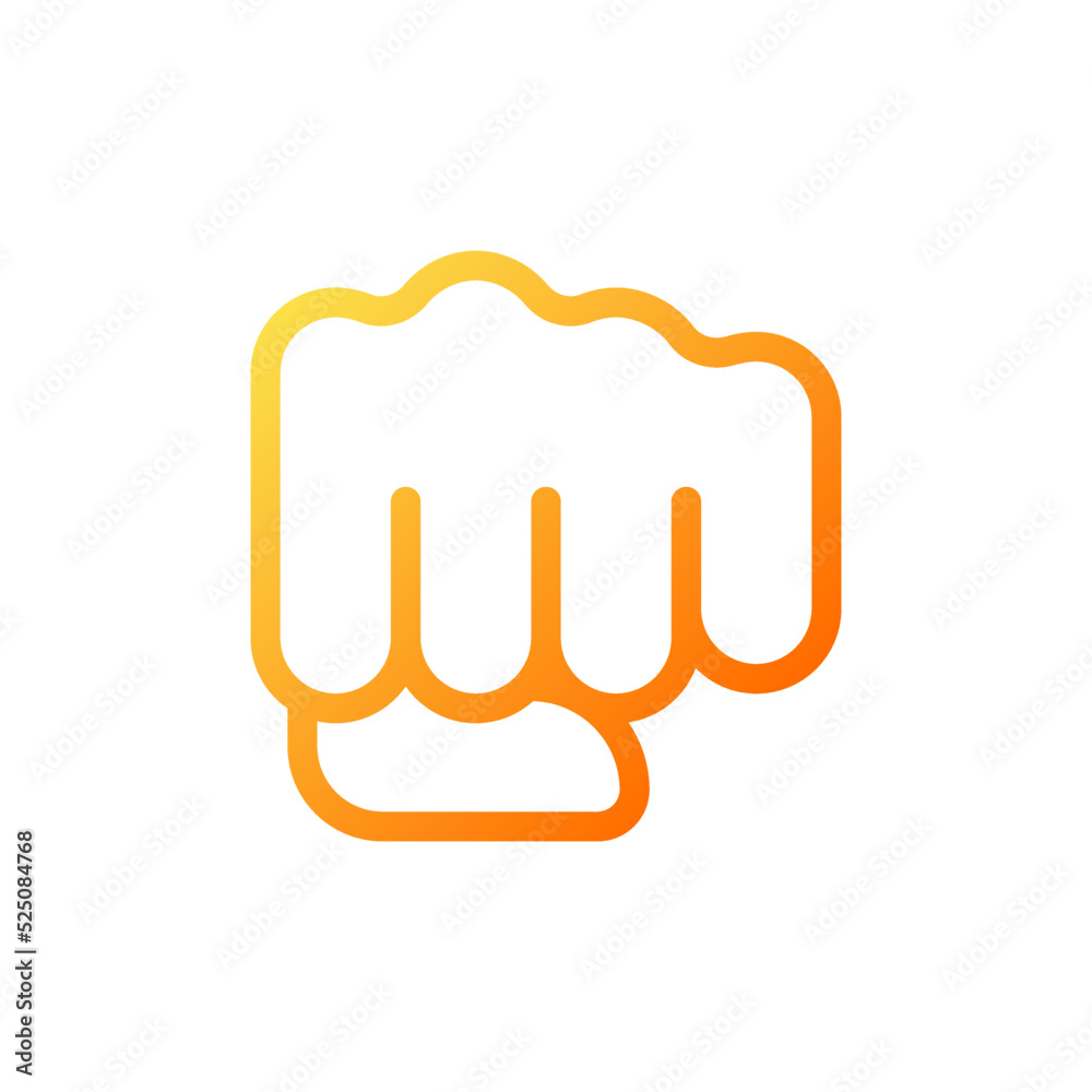 Punching fist pixel perfect gradient linear vector icon. Hand gesture ...