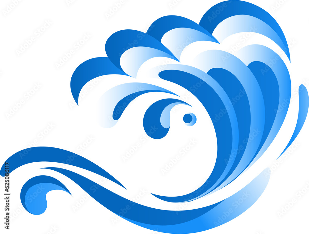 Sea, ocean wave flat vector illustration Stock Illustration | Adobe Stock