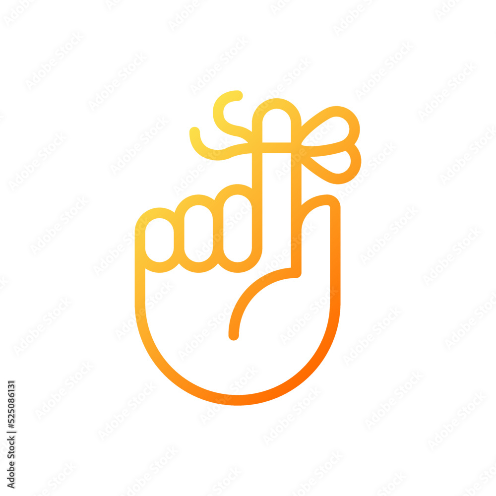 Knot on finger for memory pixel perfect gradient linear vector icon ...