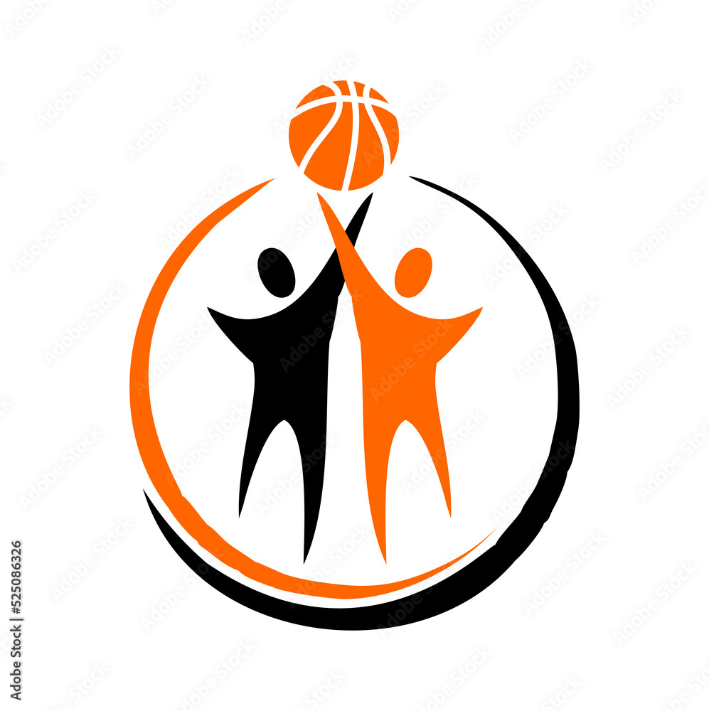 Basketball Stickman Figure Logo Sign Stock Vector | Adobe Stock