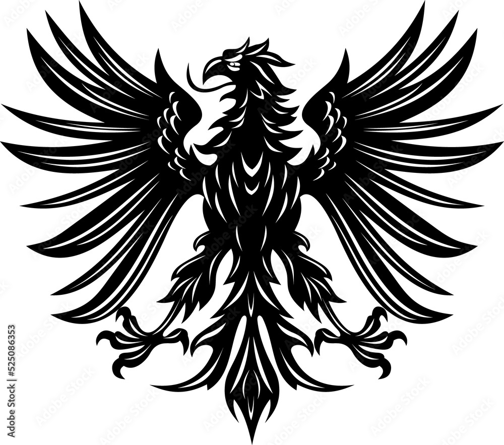 Heraldic bird hand drawn vector illustration Stock Illustration | Adobe ...