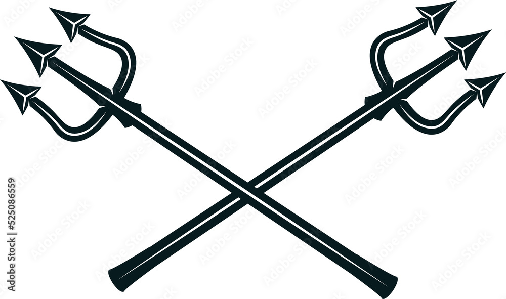 Crossed tridents silhouette vector illustration Stock Illustration ...