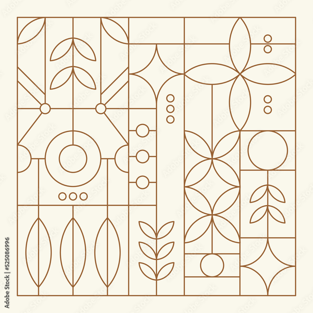 Geometric Pattern With Minimalist Mid Century Modern Gold Line Pattern ...