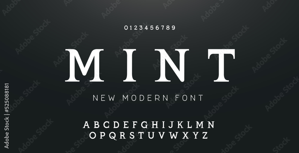MINT Minimal urban font. Typography with dot regular and number ...