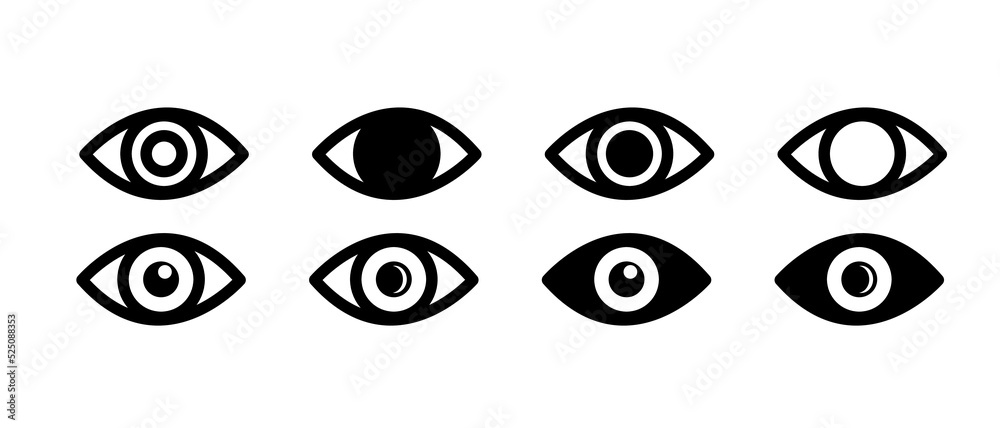 Eye icon set. Eyesight symbol. Retina scan eye icons. Simple eyes ...