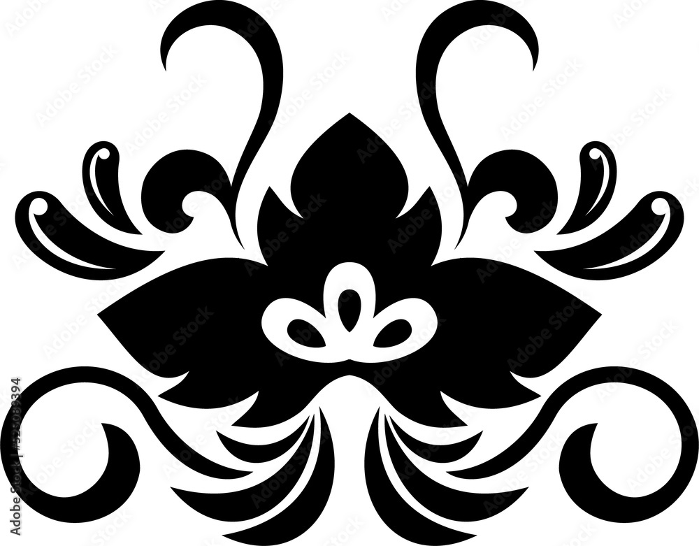 Floral scroll vector silhouette illustration Stock Illustration | Adobe ...