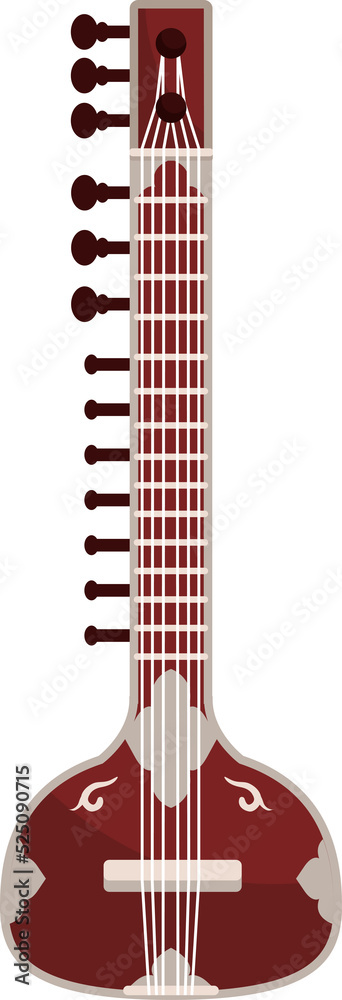 Indian sitar plucked stringed musical instrument Stock Illustration ...