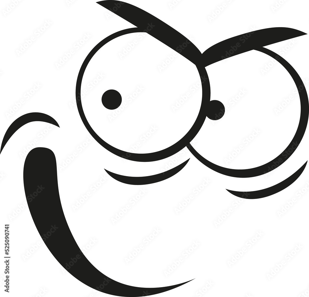 Angry emoticon isolated smug smirk cunning face ilustração do Stock ...