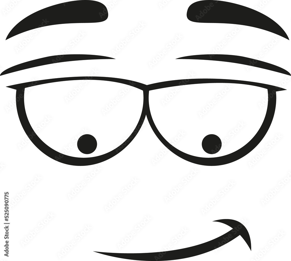 Smirk smile isolated emoticon expression, line art Stock Illustration ...