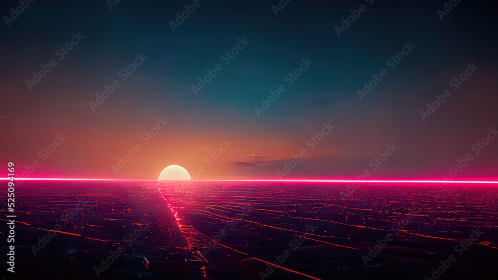 Synthwave, vaporwave sunset landscape. Retro, vintage, futuristic 4k ...