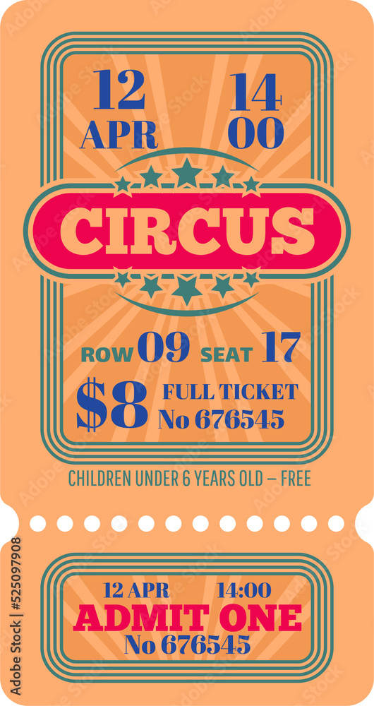 Circus ticket template mention about children free Stock Illustration ...