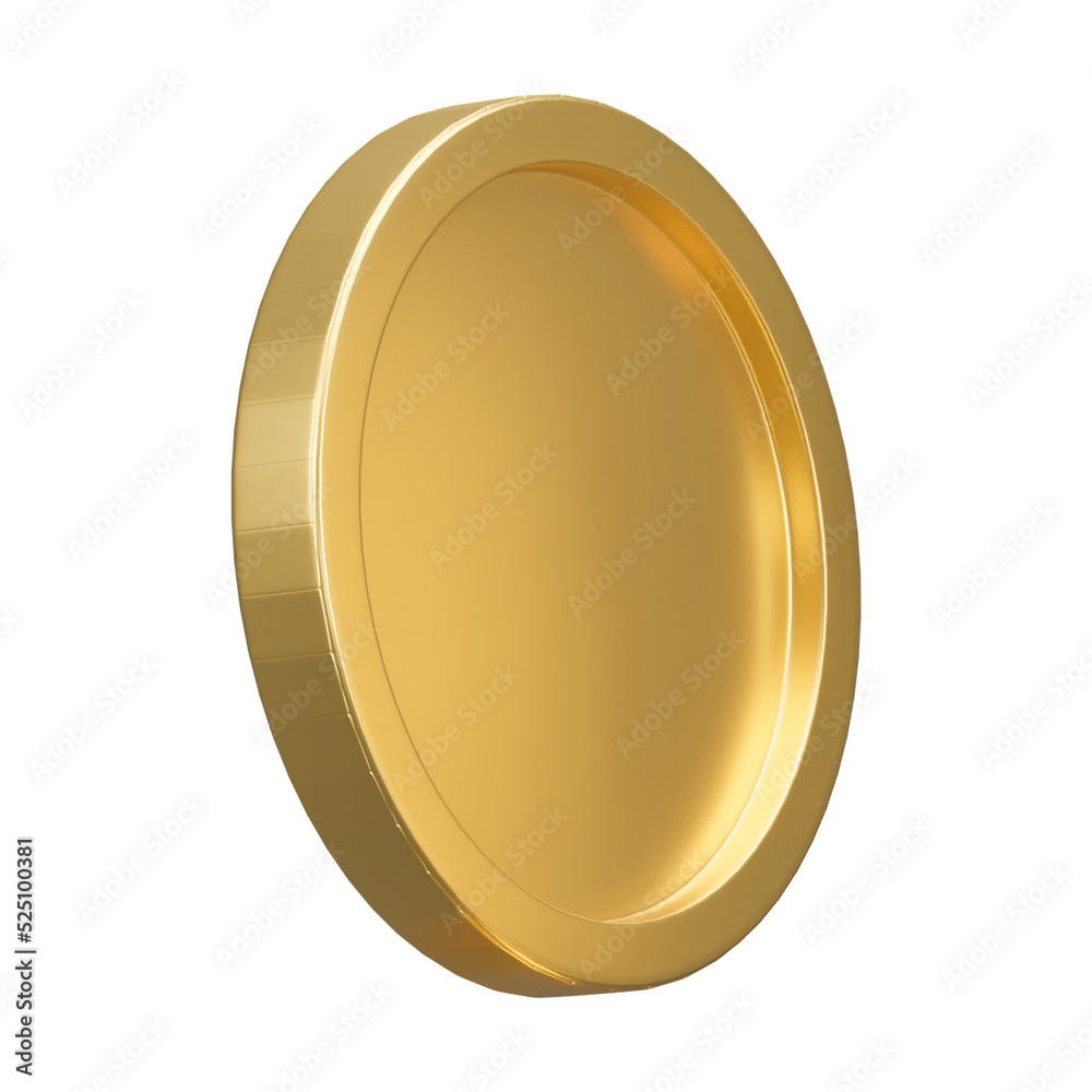 3D golden coin in different shape isolated on transparent background ...
