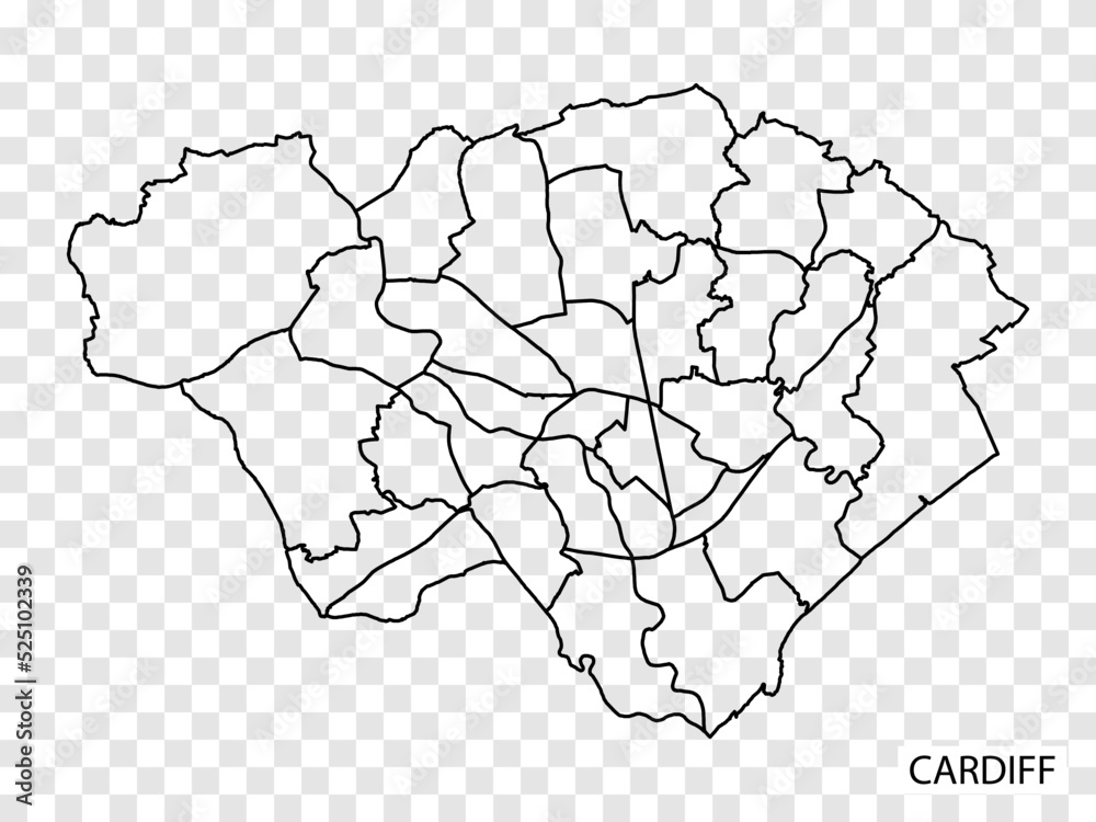 Vecteur Stock High Quality map of Cardiff is a city of United Kingdom ...
