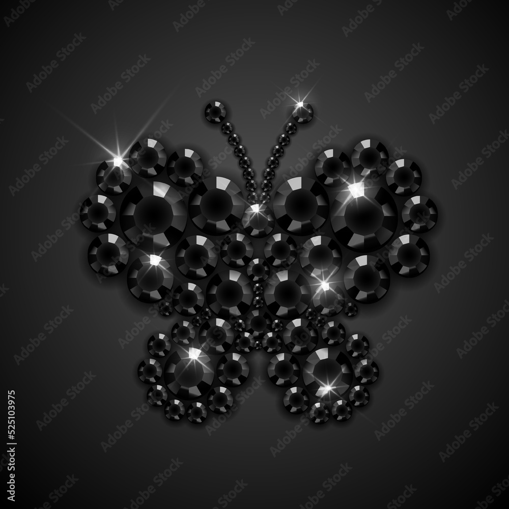 Black diamond butterfly - eps10 realistic vector of a butterfly decor ...