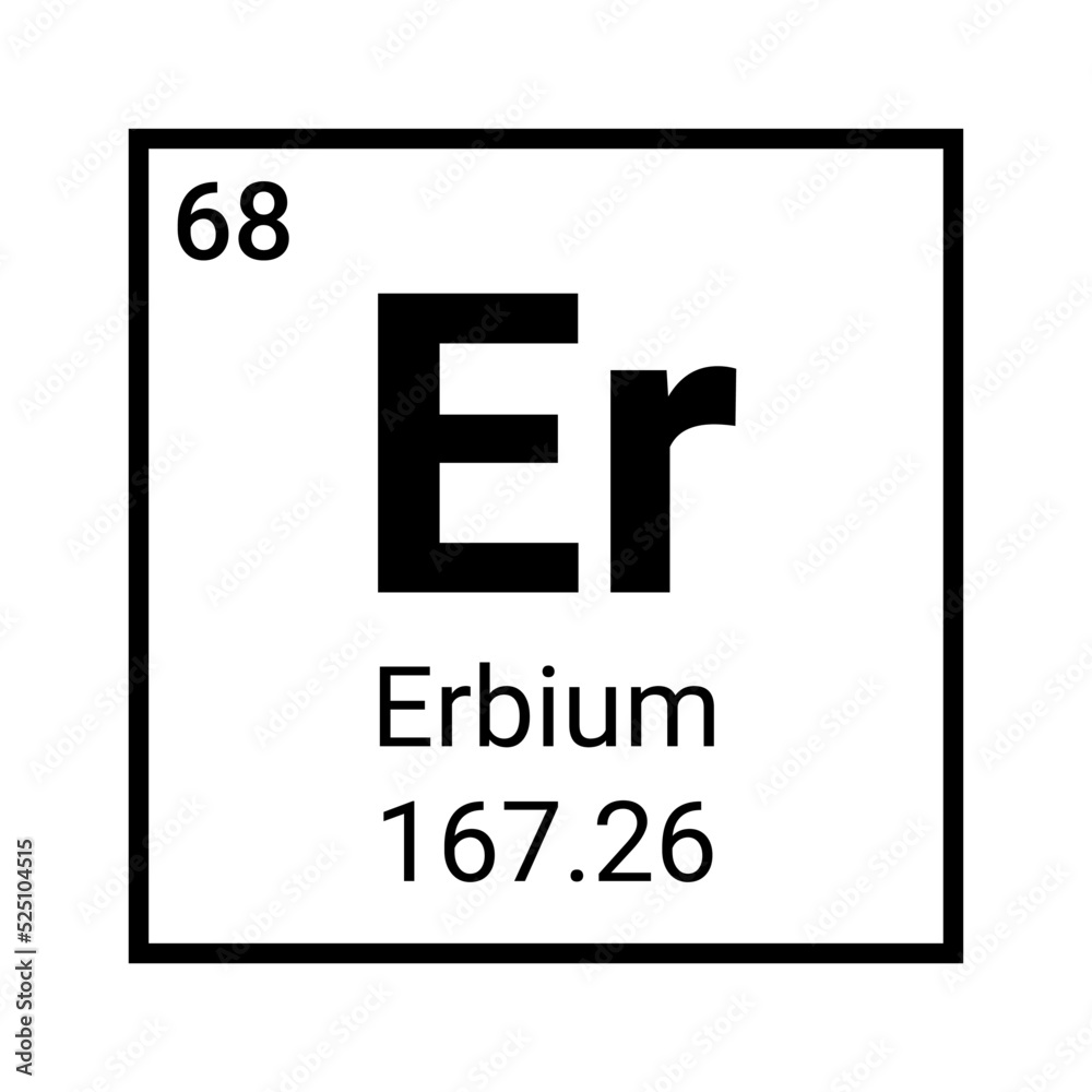 Erbium Vector Chemistry Element Symbol Icon Atom Erbium Illustration Education Periodic Table