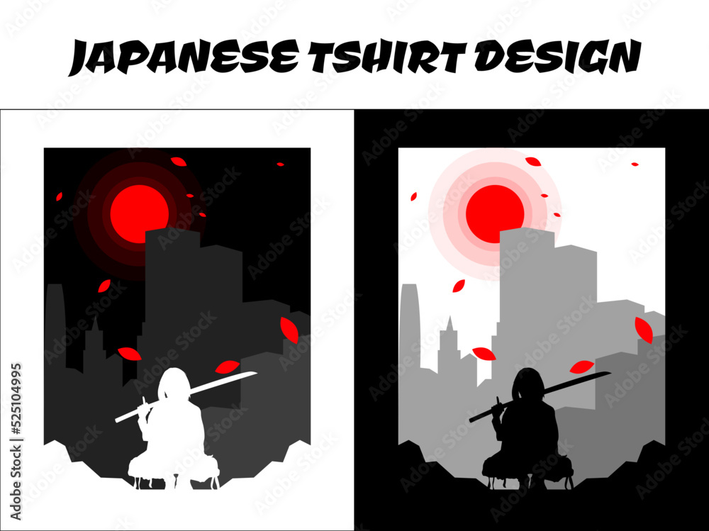 Vetor de urban female samurai, silhouette japan samurai vector for ...