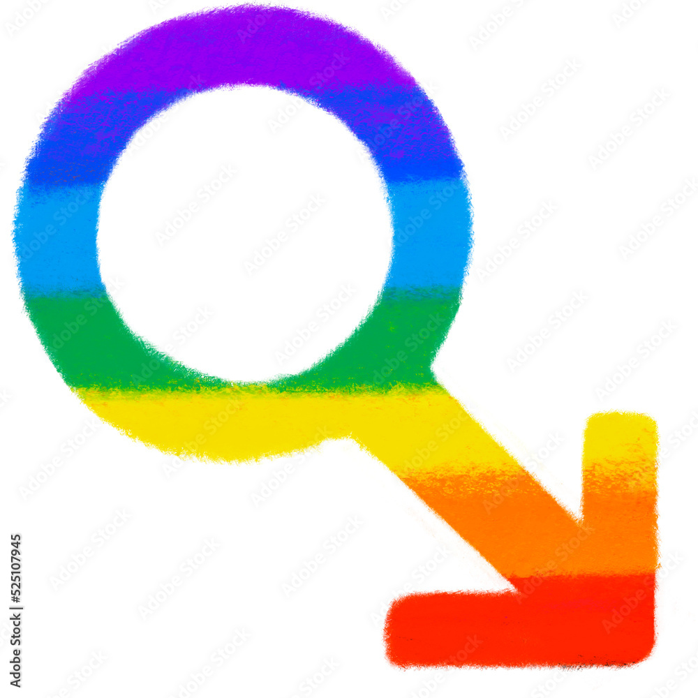 Male symbol pride rainbow symbol LGBTQ equality rights hand drawn ...