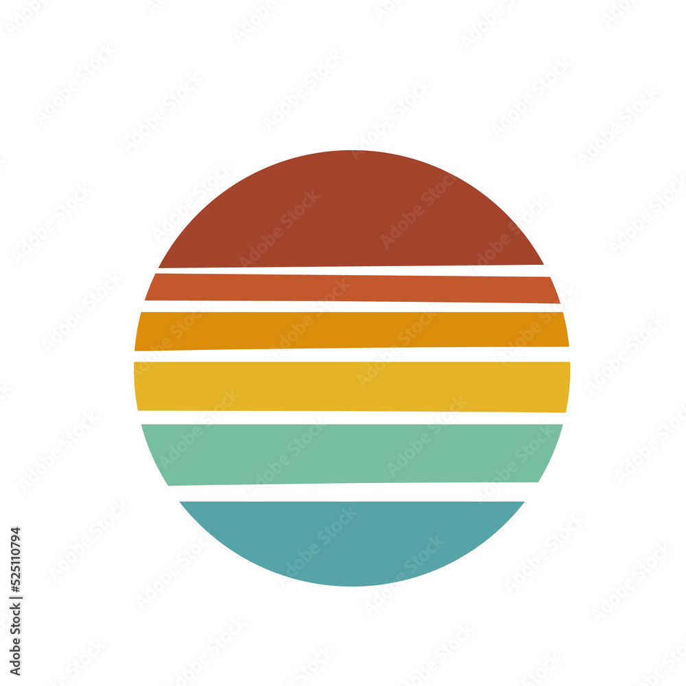 Retro sunset vector design. Vintage summer seaside sunset Isolated on ...