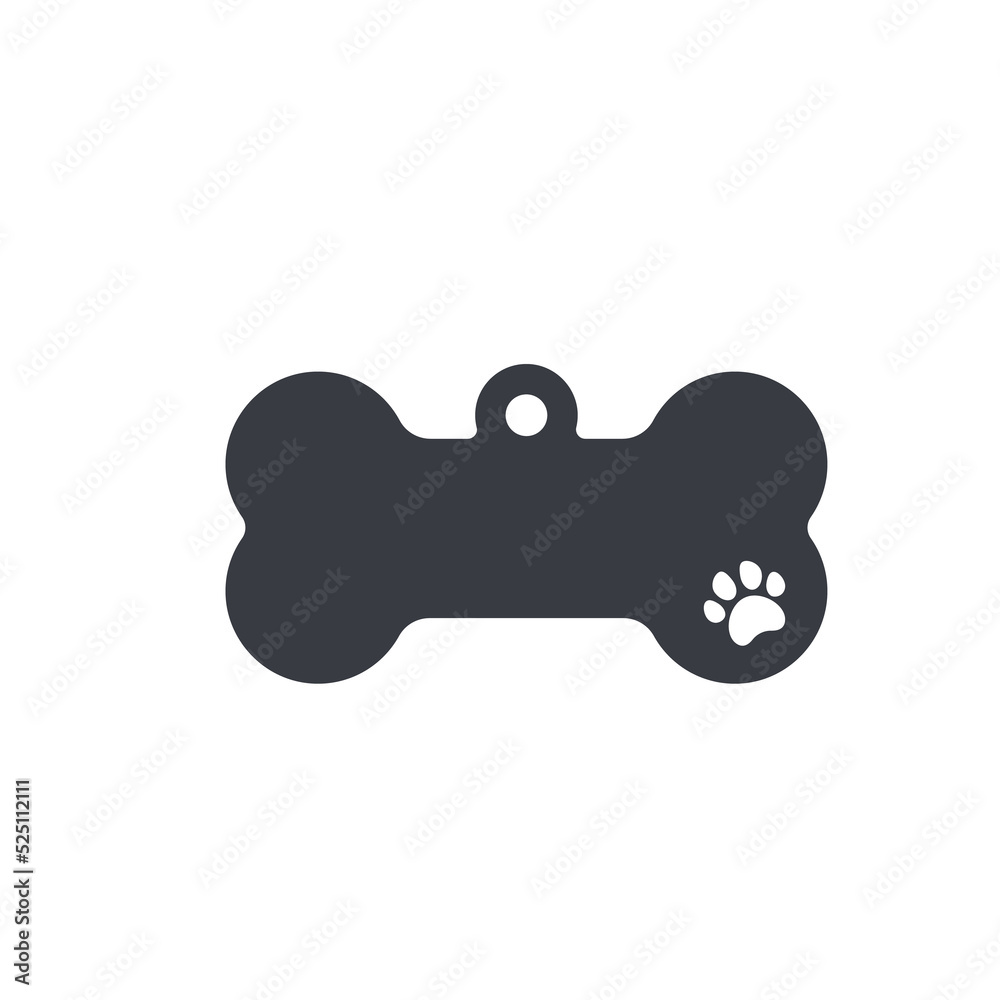 Dog tag template. Vector silhouette dog tag for neckline. Isolated on ...