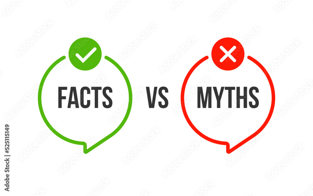 Myths vs fact check icon. Fake or true bubble concept rumor news vector ...