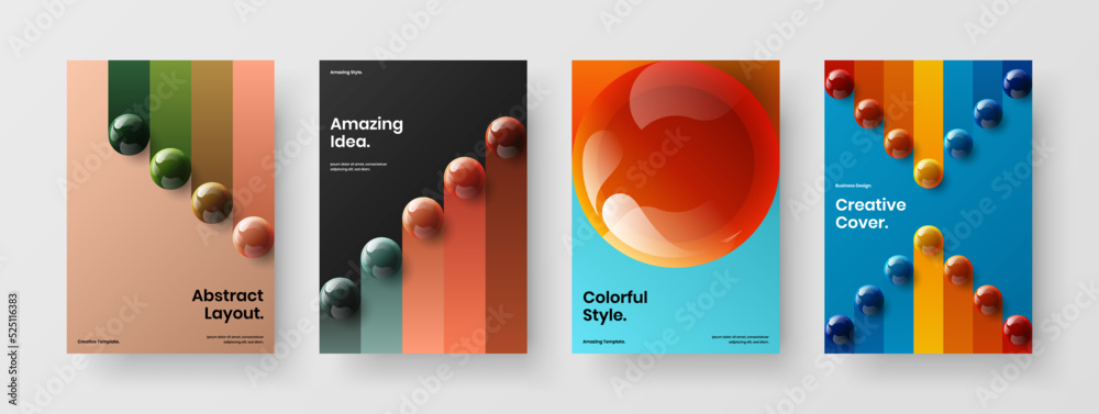 Original realistic spheres book cover illustration set. Fresh company ...