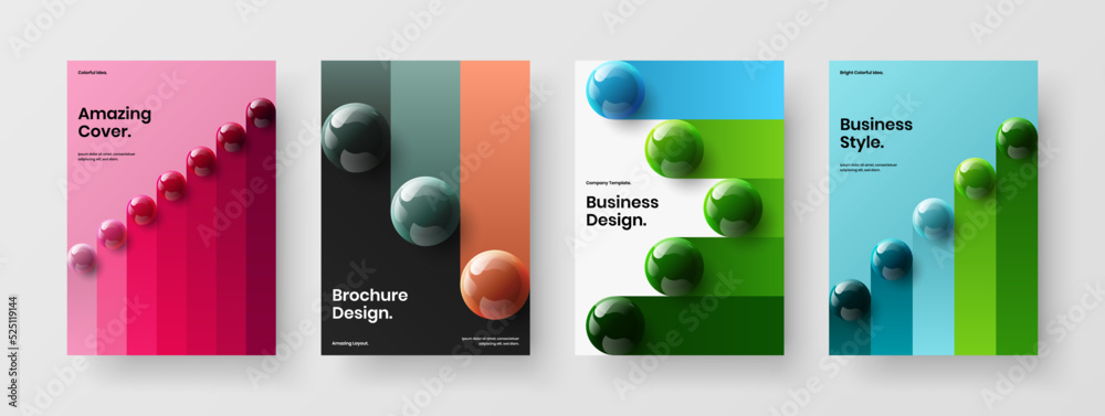 Vivid 3D spheres pamphlet template composition. Simple brochure A4 ...