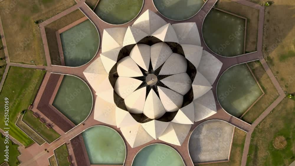 Birds eye angle of Lotus Temple, Delhi with unique symmetrical lotus ...
