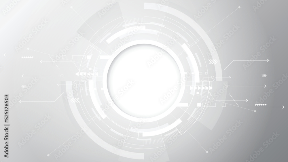 Grey white Abstract technology background, Hi tech digital connect ...